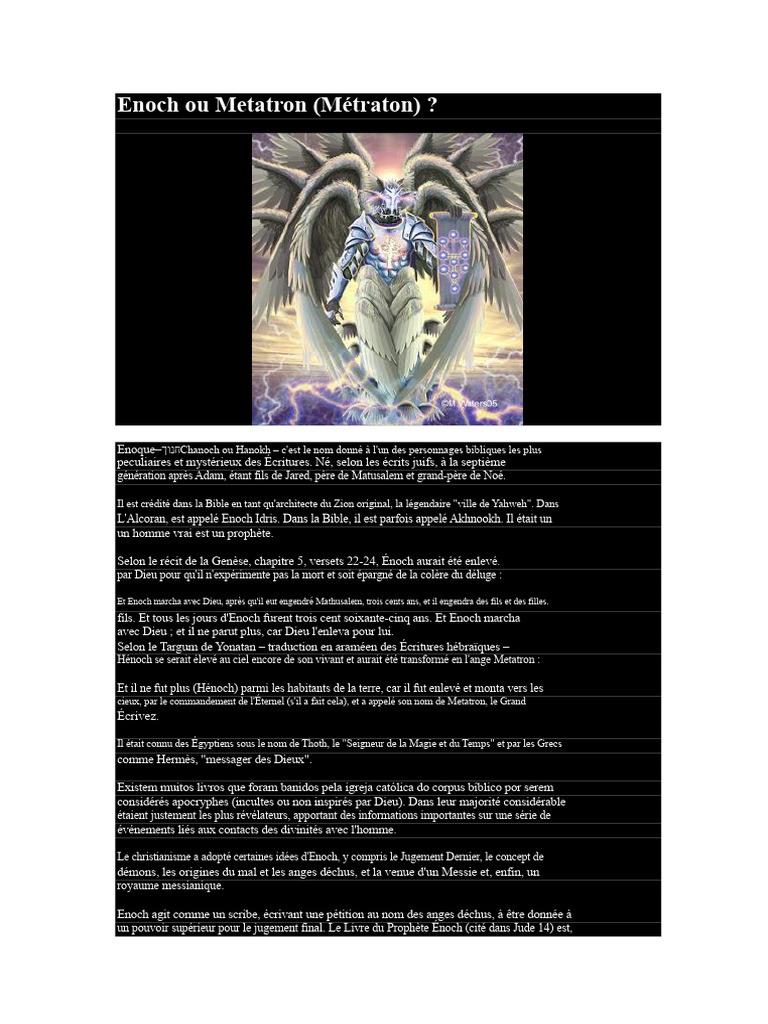 Énoch : Mystères et Transformations en Metatron | PDF | Livre d'Hénoch ...