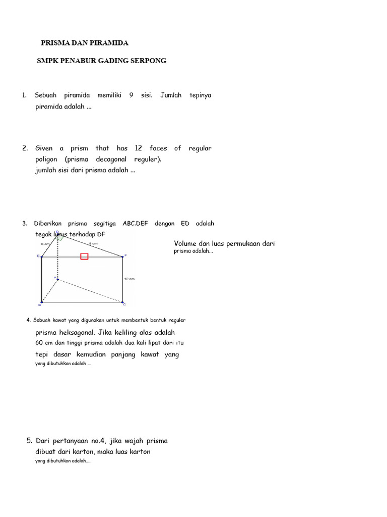Latihan Prisma dan Piramida | PDF