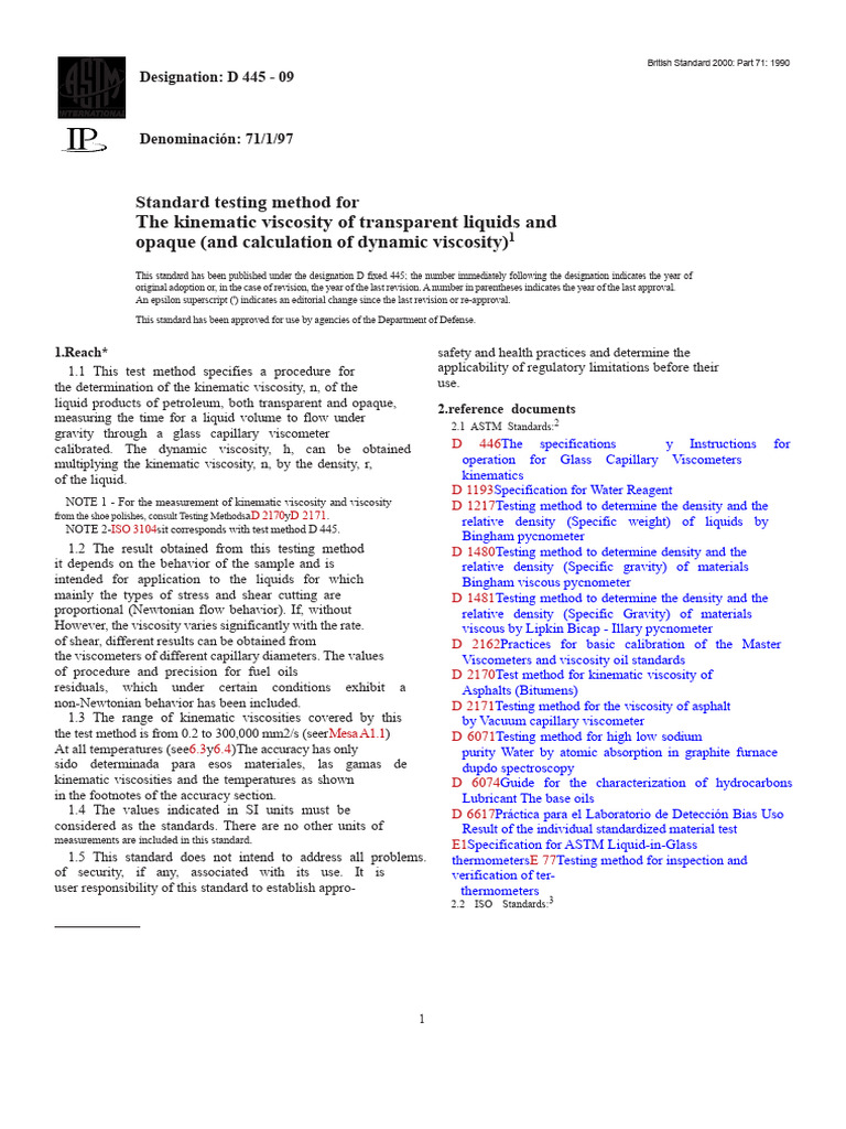 Kinematic Viscosity Testing Standard | PDF | Viscosity | Soft Matter