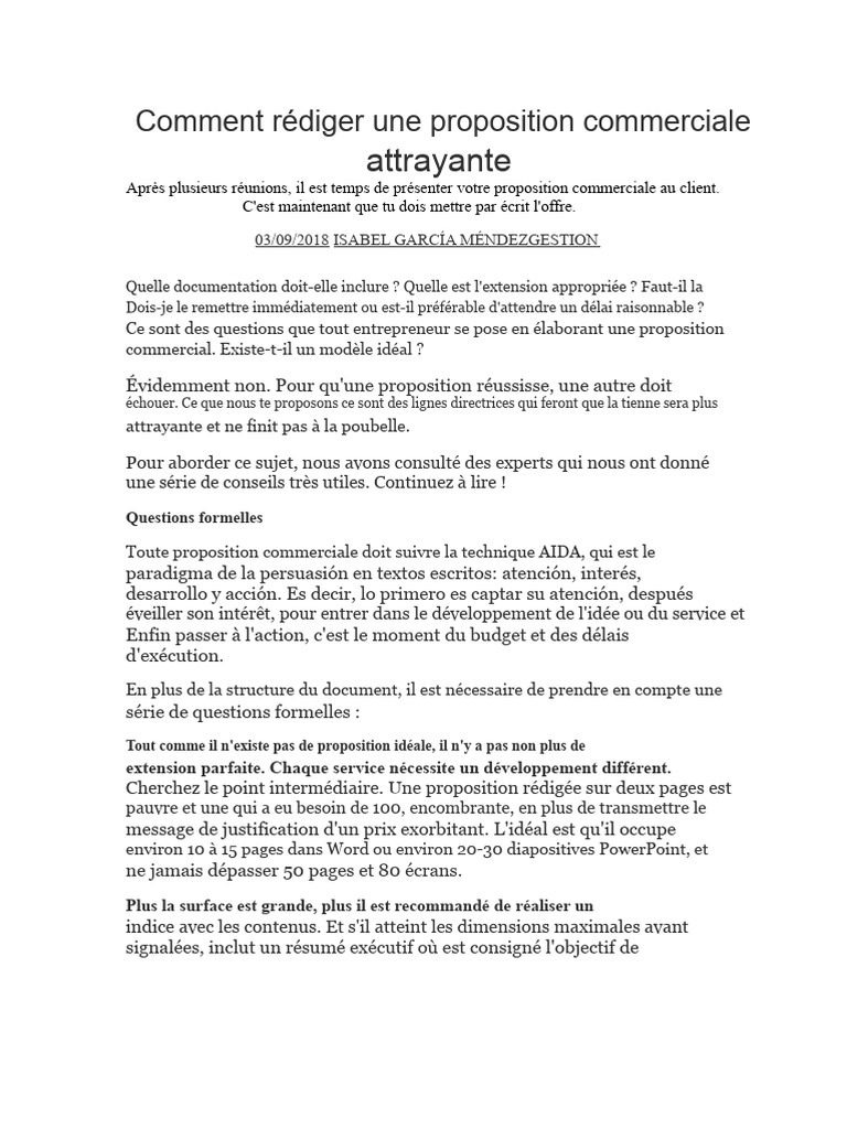 Rédiger une proposition commerciale efficace | PDF