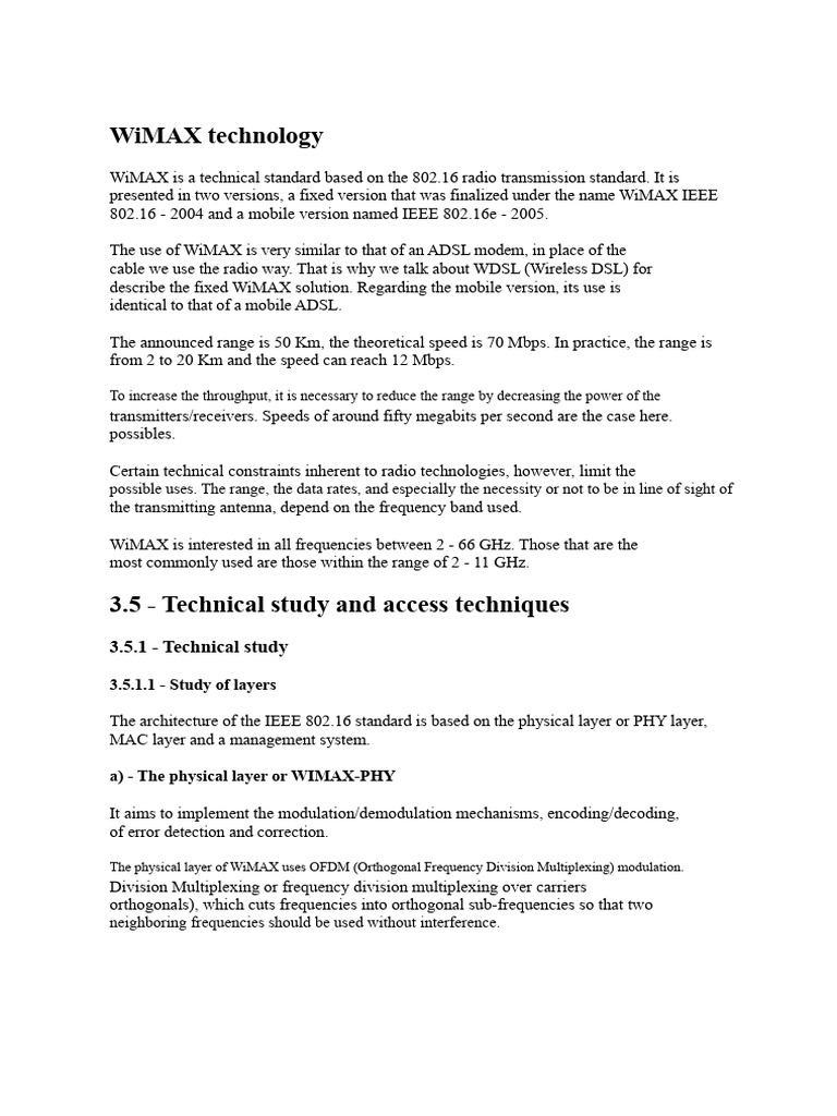 WIMAX Technology | PDF | Orthogonal Frequency Division Multiplexing ...
