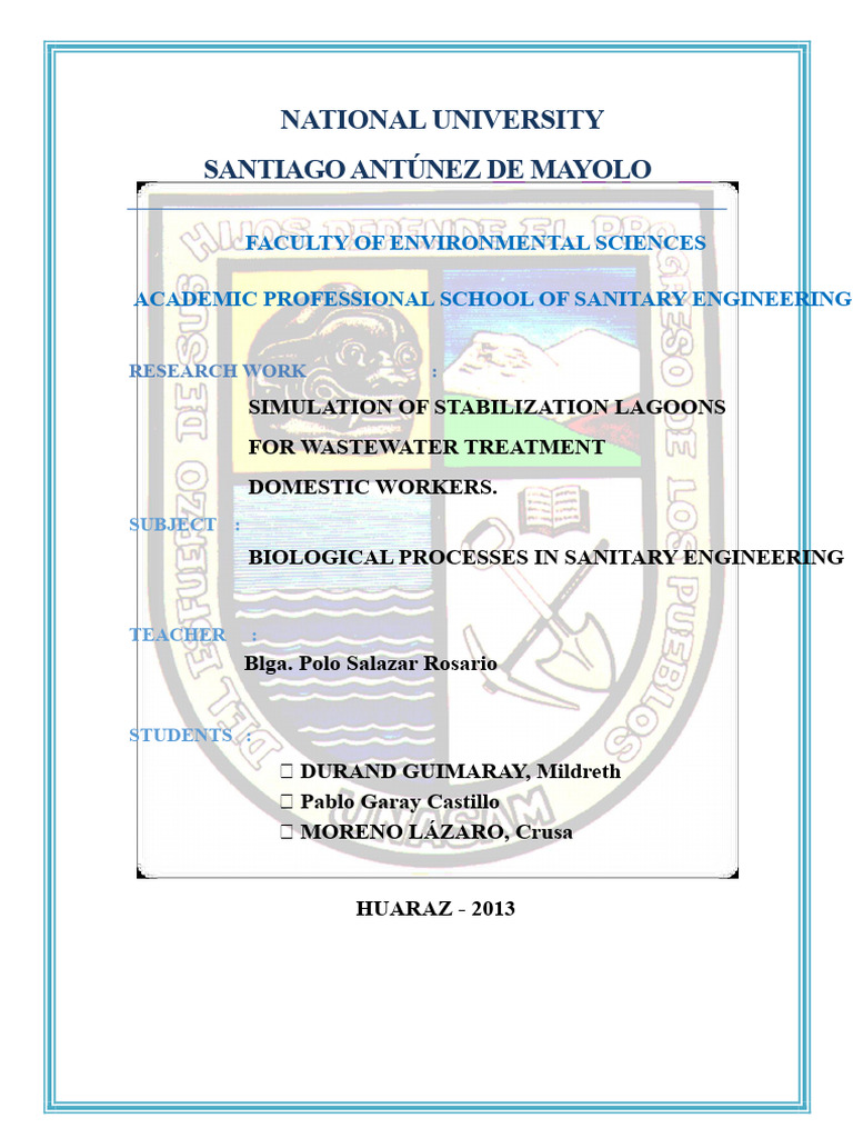 Simulation of Stabilization Ponds for Domestic Wastewater Treatment ...