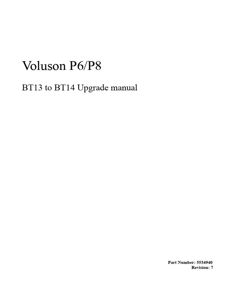 Voluson P6/P8 BT13 to BT14 Upgrade Guide | PDF | Bios | Booting