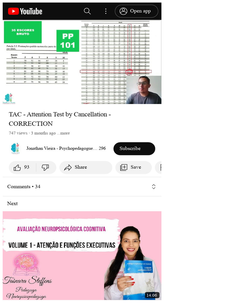 TAC - Attention Test by Cancellation - CORRECTION - YouTube | PDF