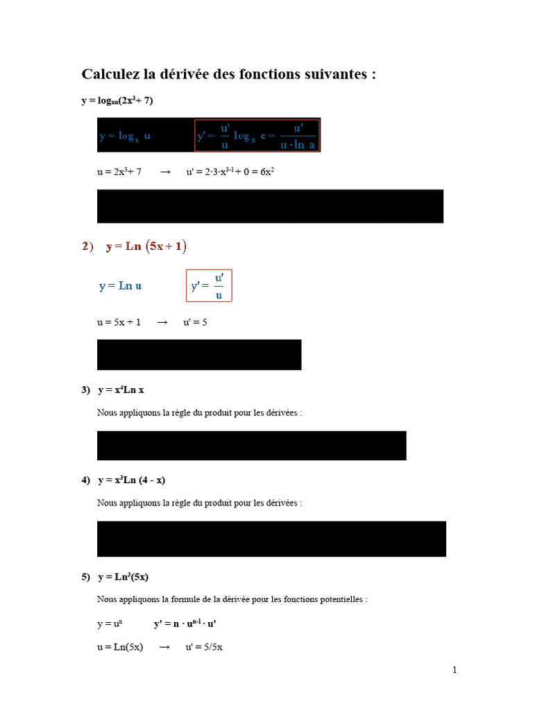 Dérivées de fonctions logarithmiques et trigonométriques | PDF ...