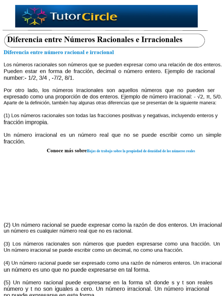 Diferencia Entre Números Racionales e Irracionales | PDF