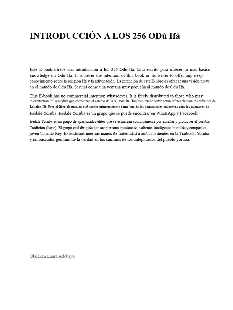 Una Introducción A Los 256 Odu Ifa PDF | PDF | Santeria | Espiritualidad
