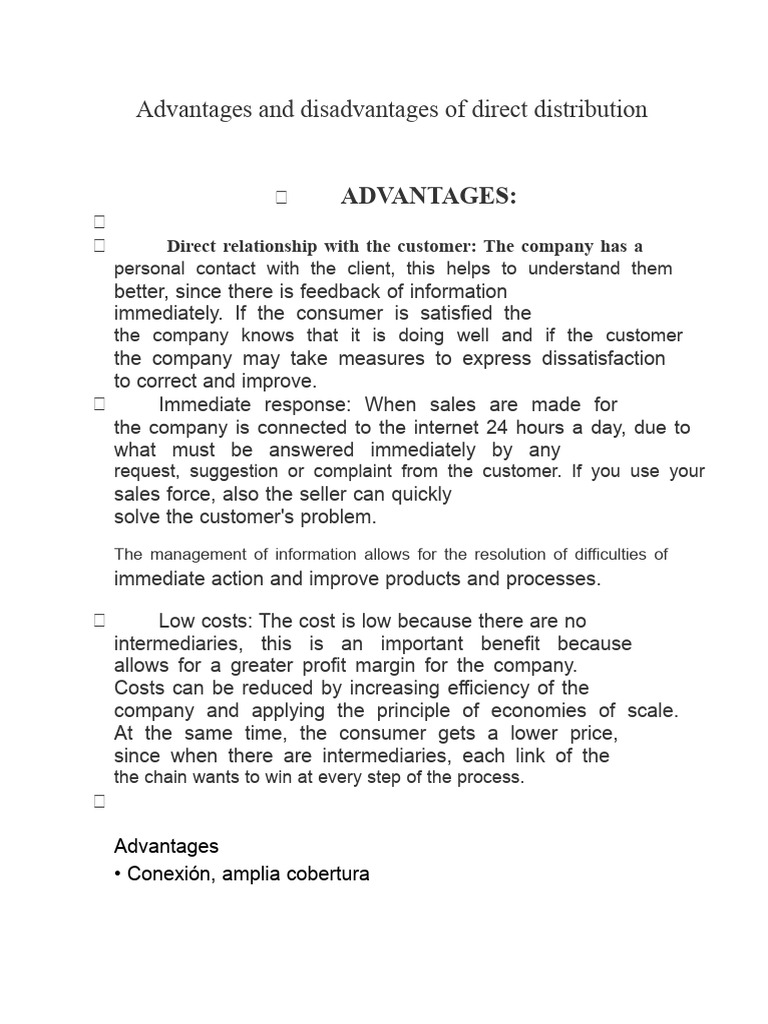 1 Advantages and disadvantages of direct distribution.docx | PDF ...