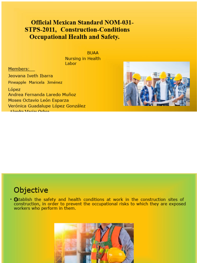 Mexican Standard NOM-031-STPS-2011 Overview | PDF | Occupational Safety ...