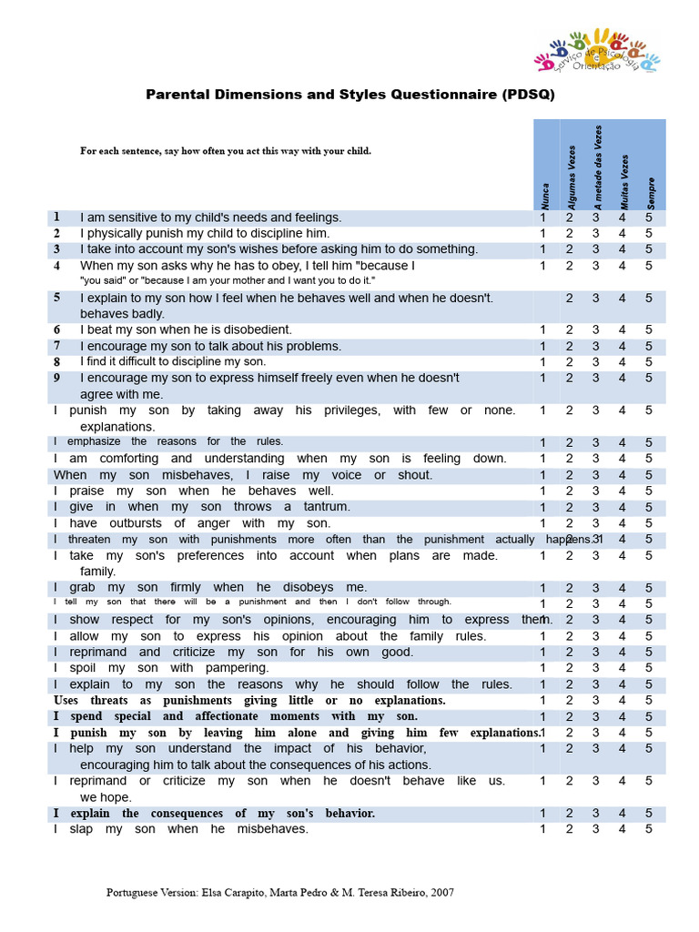 Parental Dimensions and Styles Survey | PDF | Parenting | Family