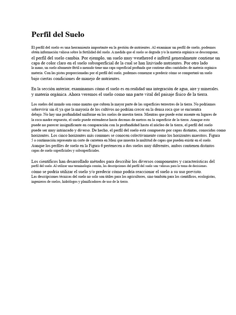 Perfil Del Suelo | PDF | Suelo | Fertilidad del suelo