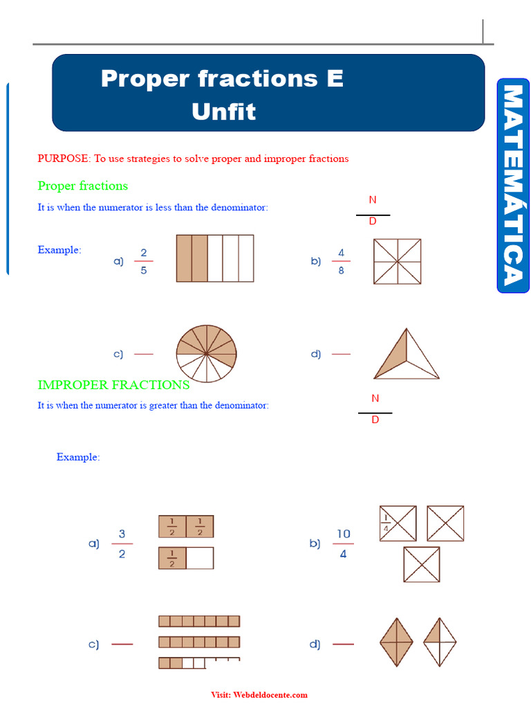 Understanding Proper and Improper Fractions | PDF