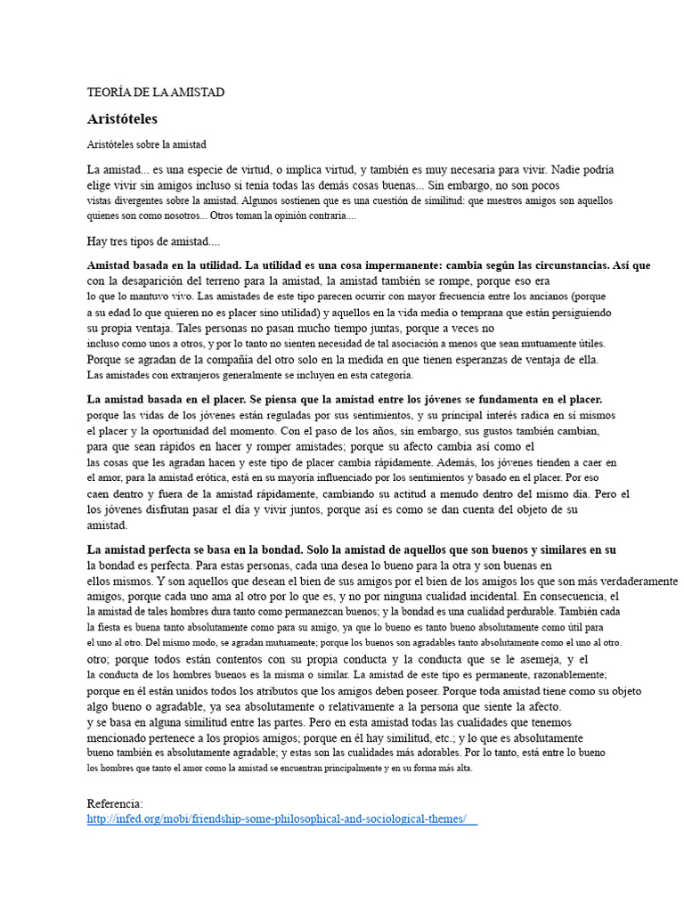 Amistad según Aristóteles y Cicerón | PDF | Amistad | Amor