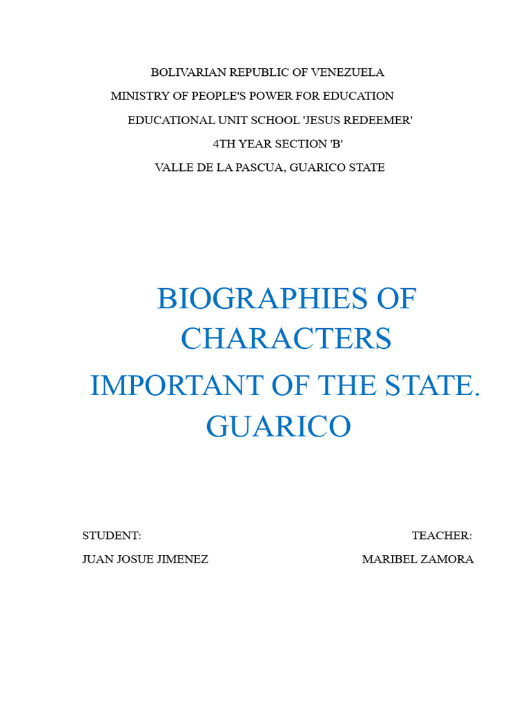 IMPORTANT CHARACTERS STATE GUARICO VENEZUELA | PDF