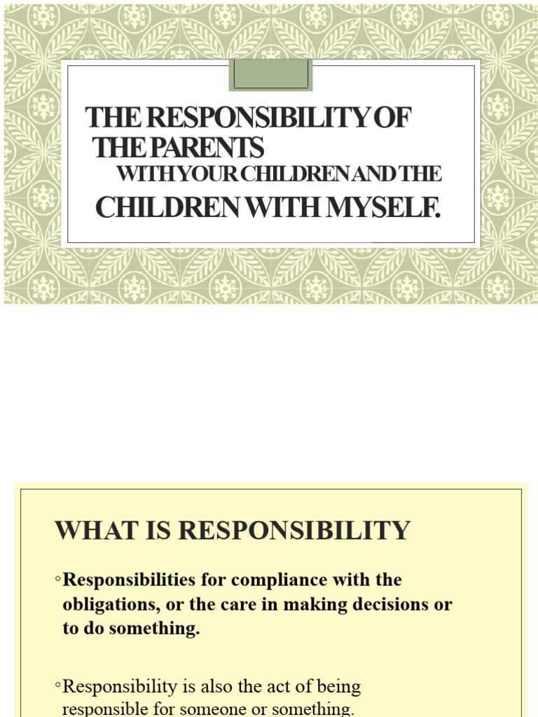 The Responsibility of Parents Towards Their Children | PDF ...