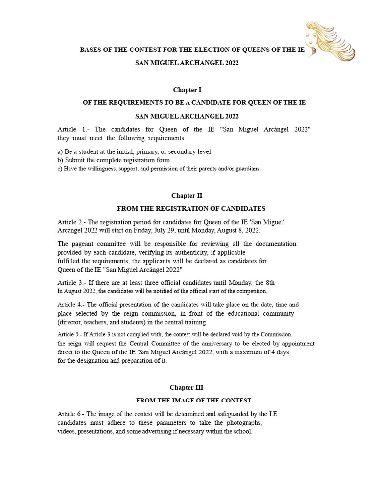Rules of The Contest For The Election of Queens of The IE | PDF ...