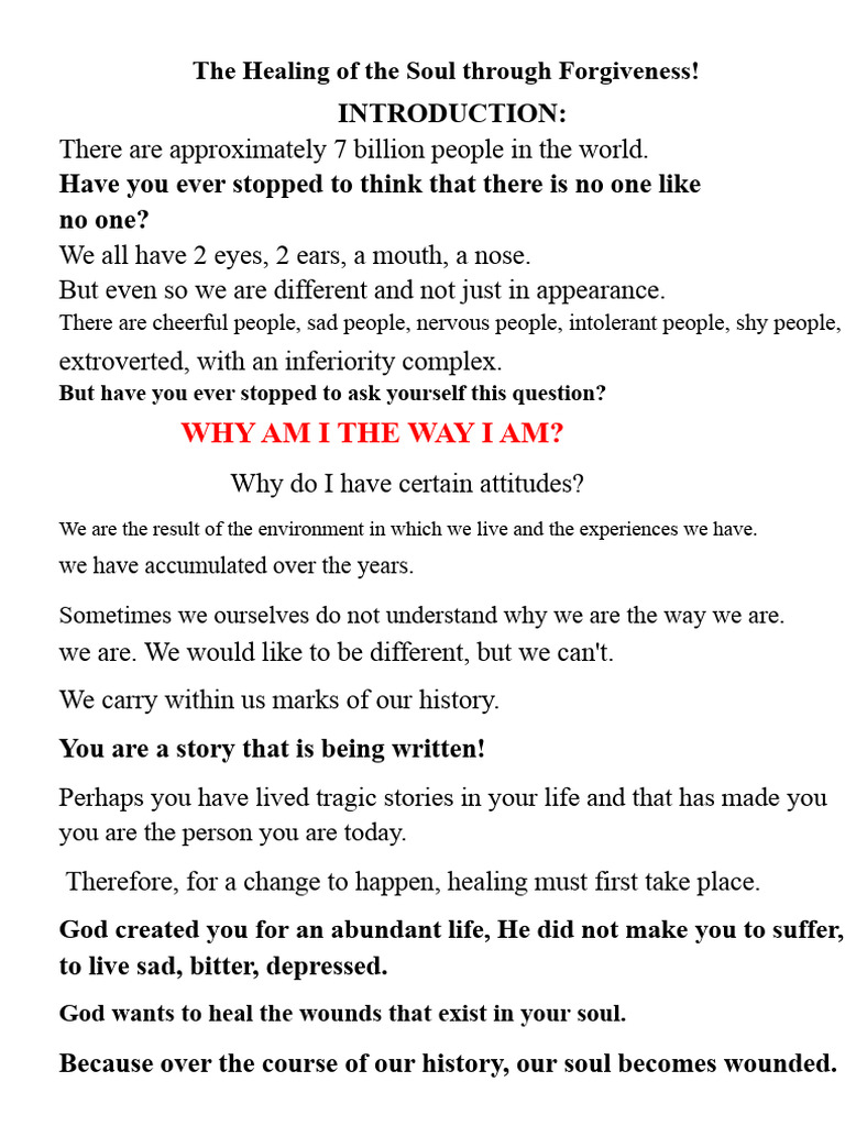 The Healing of The Soul Through Forgiveness - Summary | PDF ...