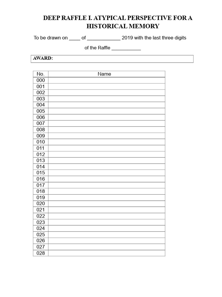 Raffle Format With 1000 Numbers | PDF