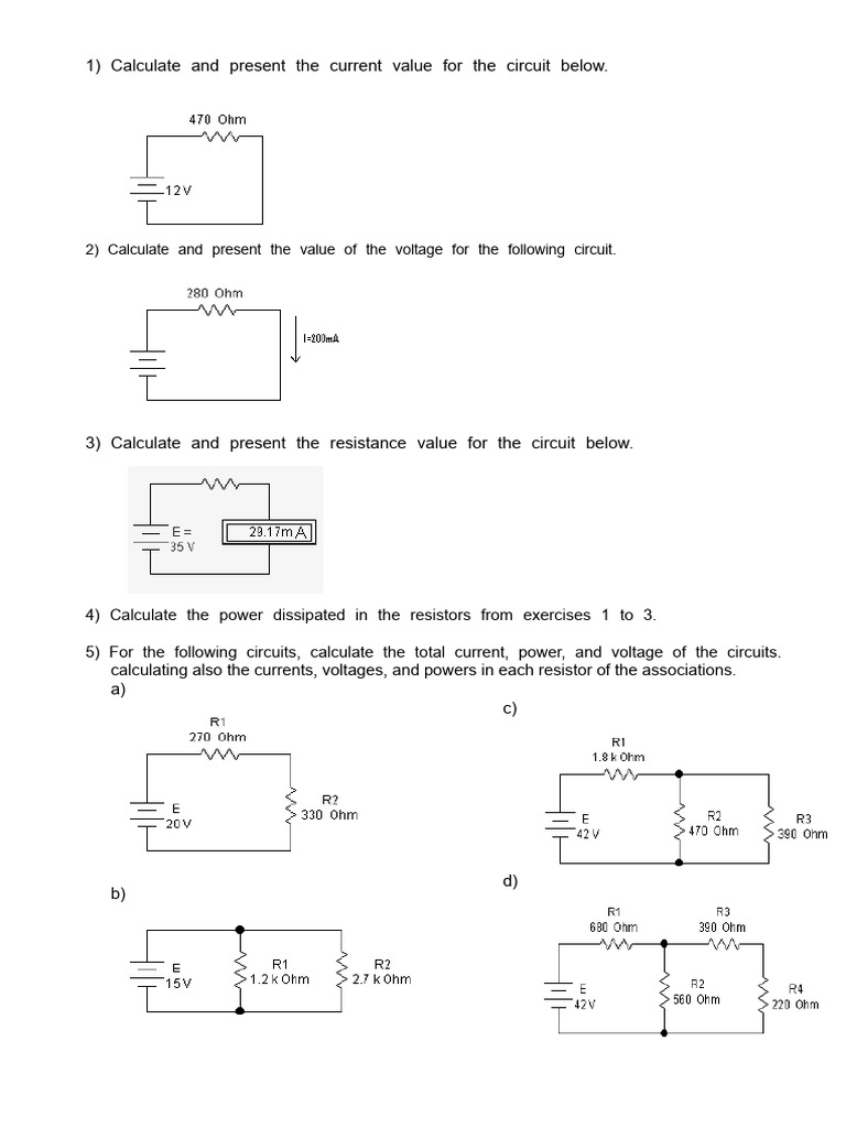 EXERCISES ON ELECTRICAL MAGNITUDES AND OHM'S LAW. | PDF | Electrical ...