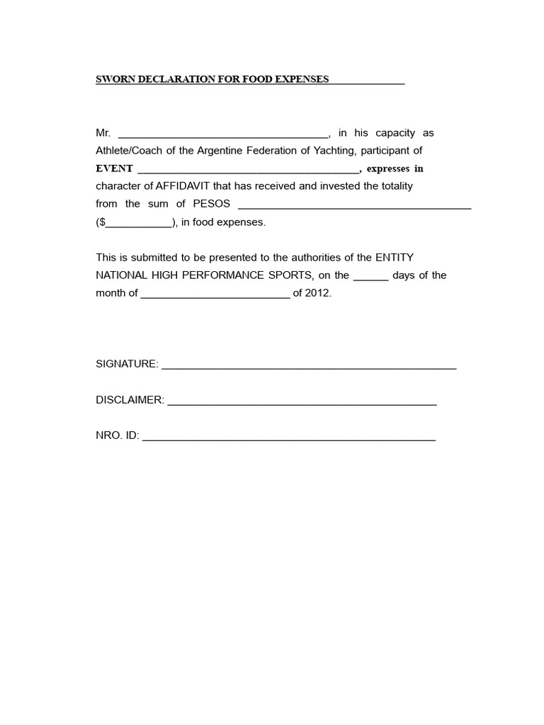 Affidavit for Alimony - Template | PDF