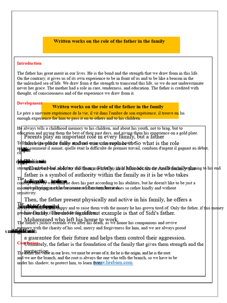 Written Productions On The Role of The Father in The Family Read Well ...