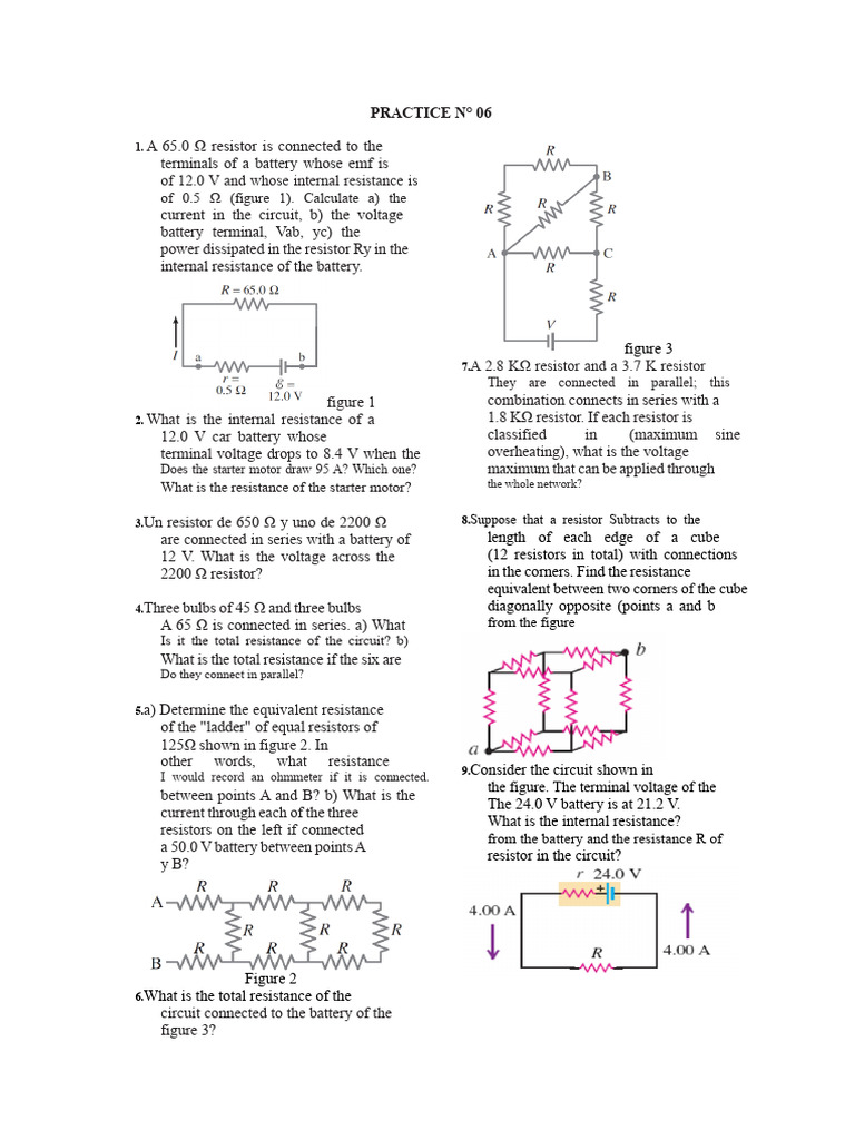 WEEK 06_PHYSICS_3_PRACTICE | PDF | Series And Parallel Circuits | Resistor