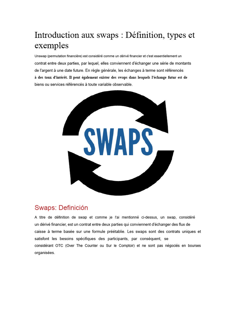 Introduction aux swaps financiers et types | PDF | Produit dérivé ...