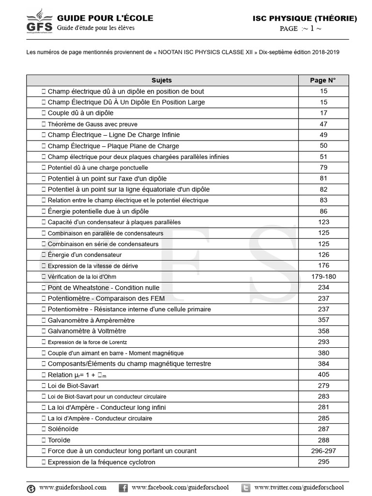 Guide d'étude ISC Physique XII | PDF | Champ (physique) | Noyau atomique