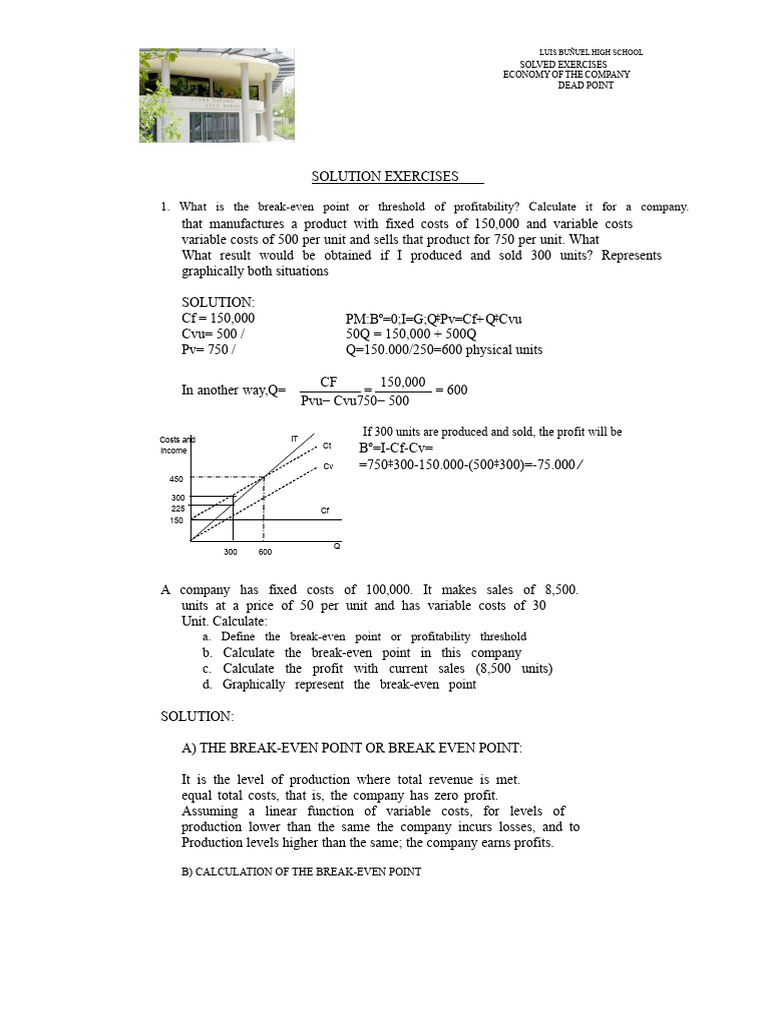 13 Exercises - Break-Even Point and Buy or Make Decision | PDF ...
