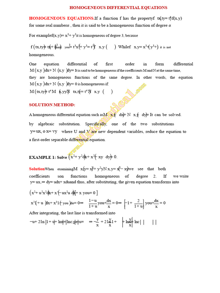 50__HOMOGENEOUS DIFFERENTIAL EQUATIONS.pdf | PDF | Equations ...