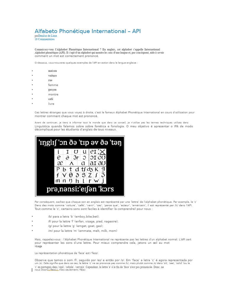 Introduction à l'Alphabet Phonétique International | PDF | Langue ...