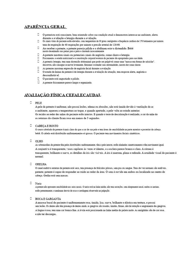 Avaliação Clínica de Paciente Letárgico | PDF | Orelha | Coração