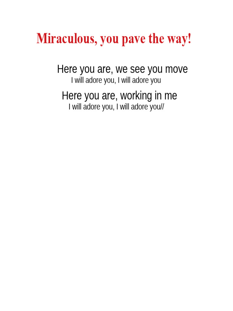 Miraculous, You Clear The Way | PDF