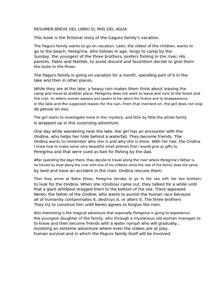 Brief Summary of the Book The Land of Water | PDF | Folklore | Fairy Tales
