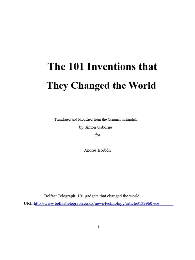 The 101 Inventions That Changed The World | PDF | Bra