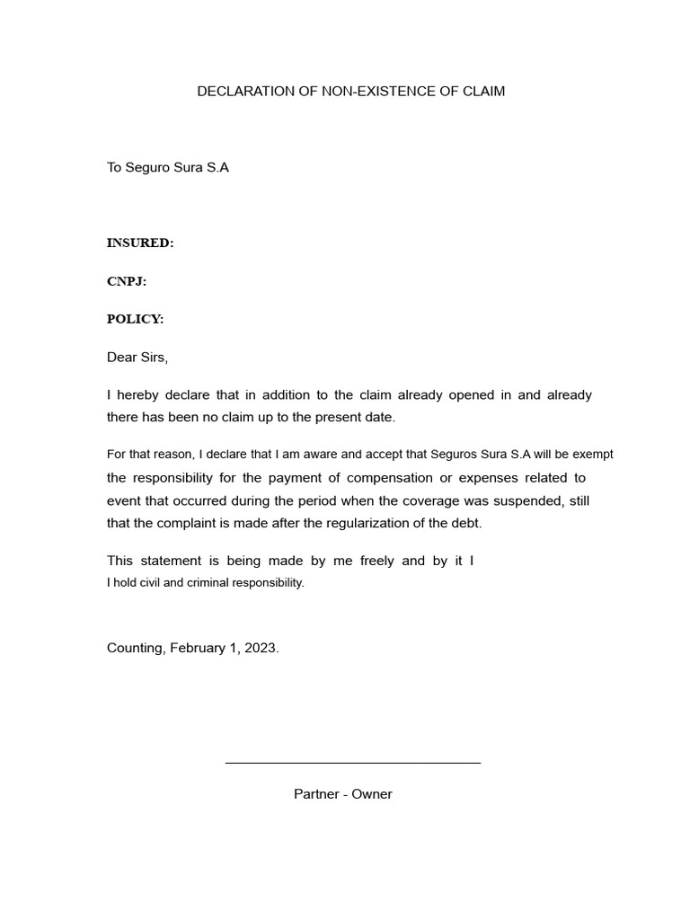 STATEMENT OF NON-EXISTENCE OF CLAIM[1].docx | PDF