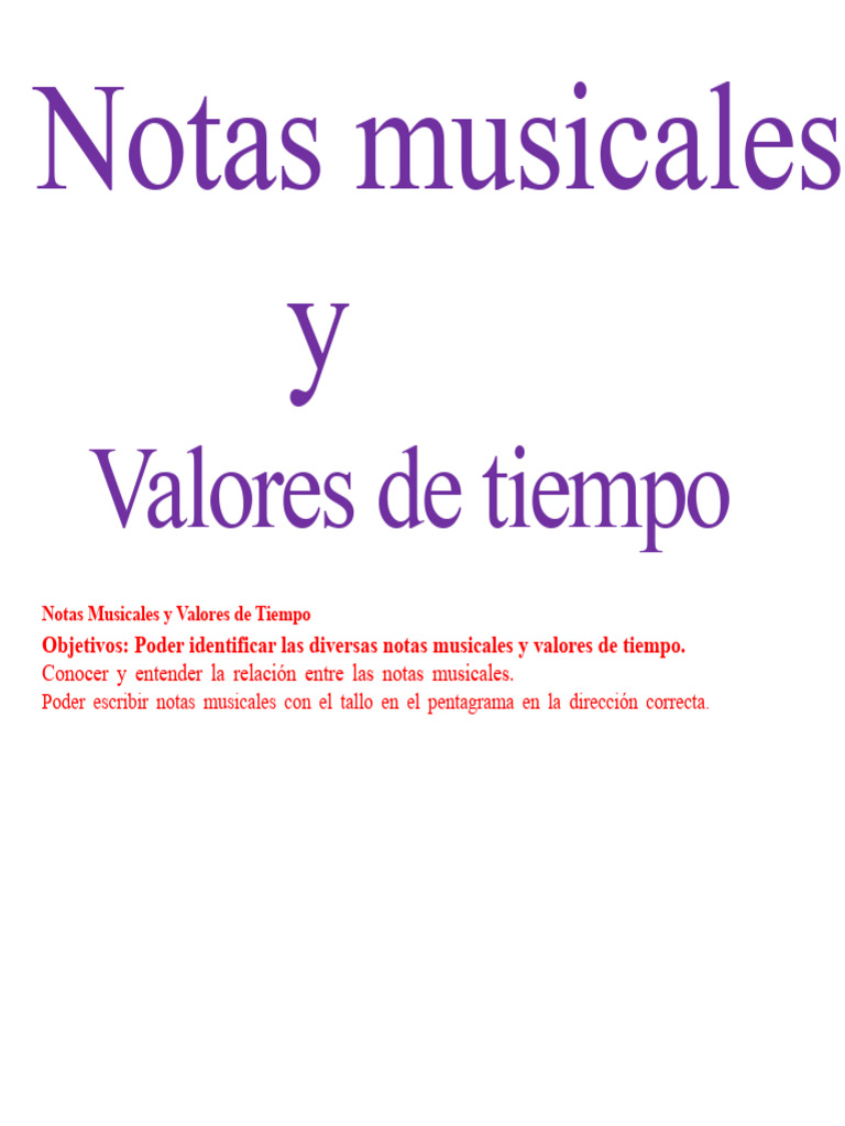 Notas Musicales y sus Valores de Tiempo | PDF | Elementos de la música ...