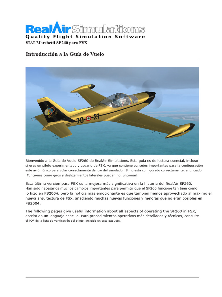 Guía de Vuelo RealAir SF.260 | PDF | Avión | Reglas de vuelo por ...