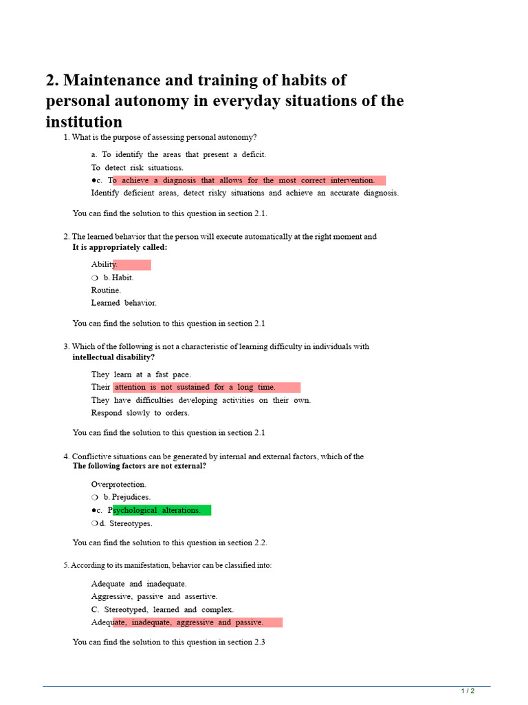 Maintenance and Training of Personal Autonomy Habits in Everyday ...