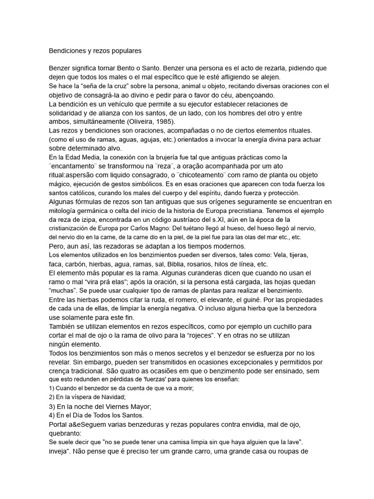 Rezos y Bendiciones Populares Efectivas | PDF | Oración | Rituales