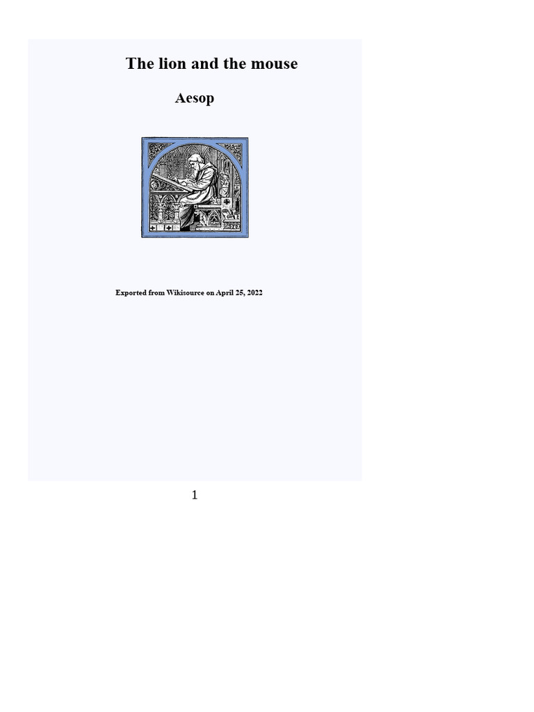 The Lion and the Mouse (Aesop) | PDF