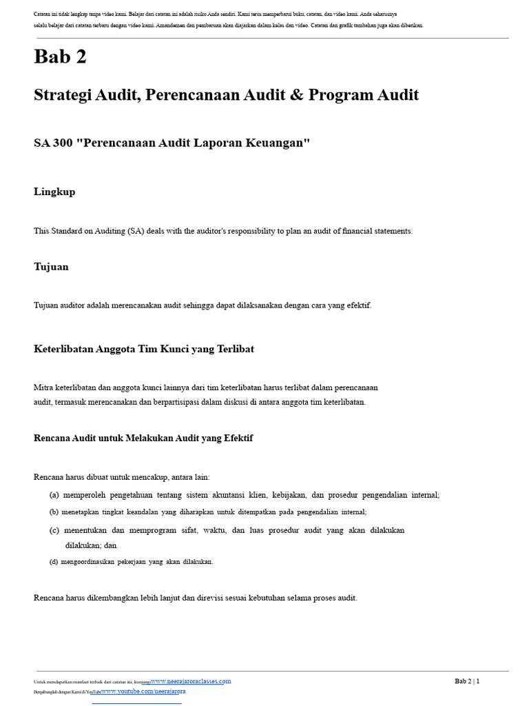 CH - 2 - STRATEGI AUDIT, PERENCANAAN AUDIT, & PROGRAM AUDIT | PDF