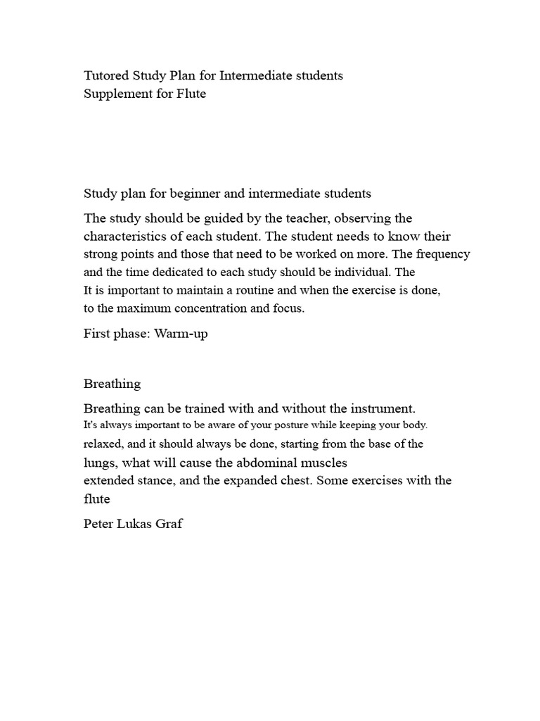 Flute Study Plan for Intermediate Students | PDF | Musicology