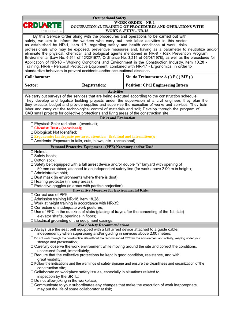 REG 7.2.1-03 Work Order - engineering assistant | PDF | Occupational ...