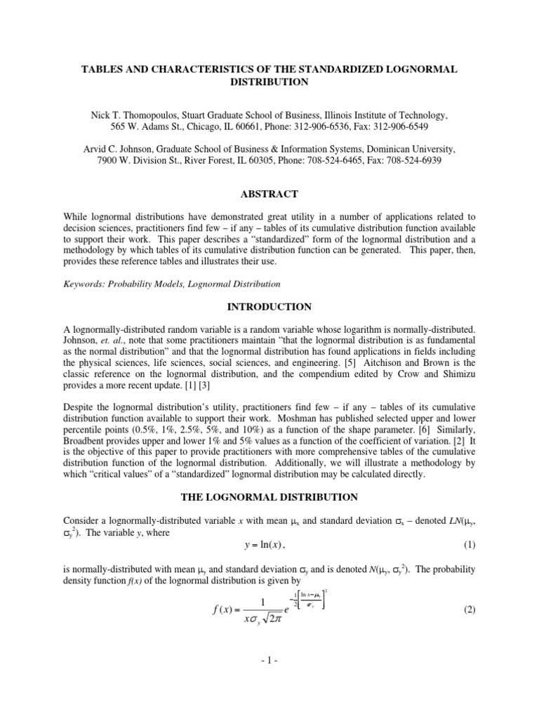 Lognormal Distribution | PDF | Normal Distribution | Mean
