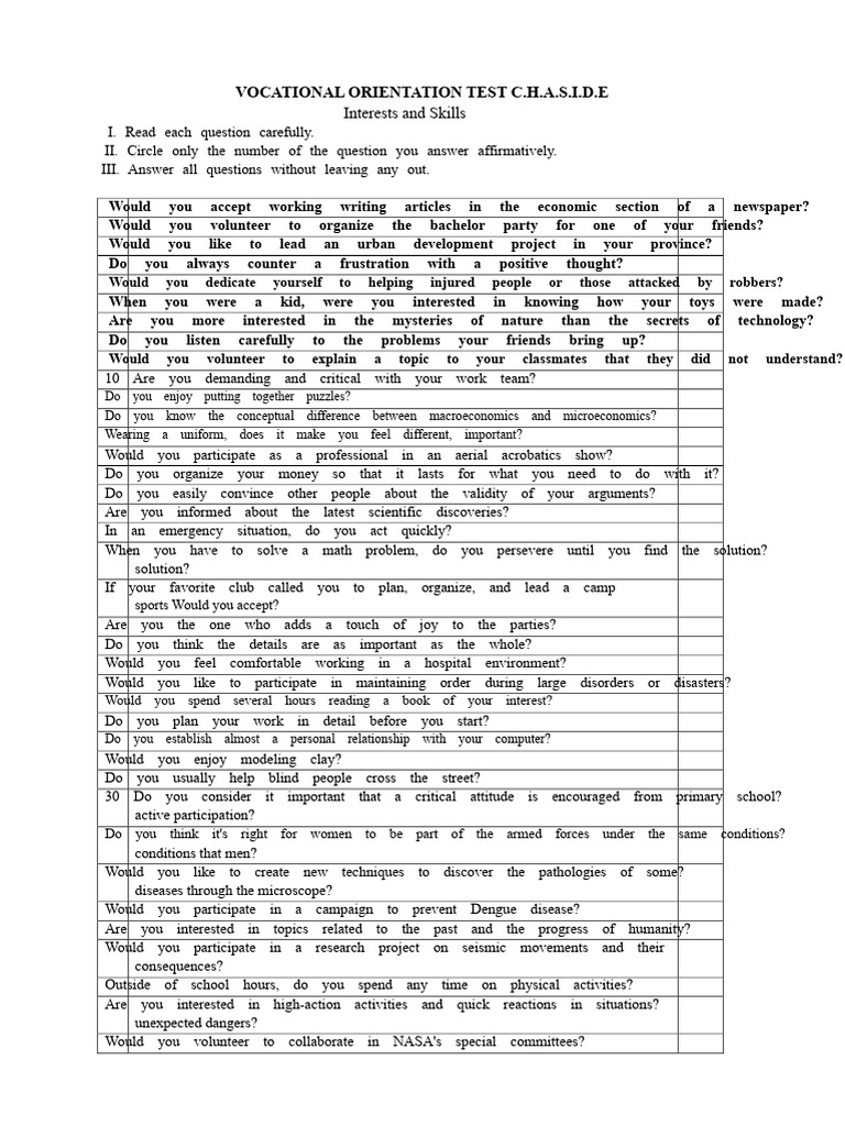 Vocational Orientation Test Guide | PDF