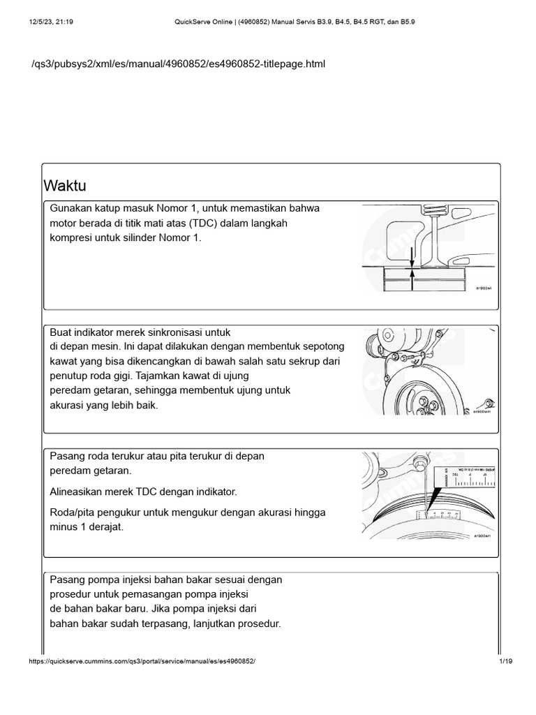 Panduan Sinkronisasi Pompa Injeksi B3.9-B5.9 | PDF