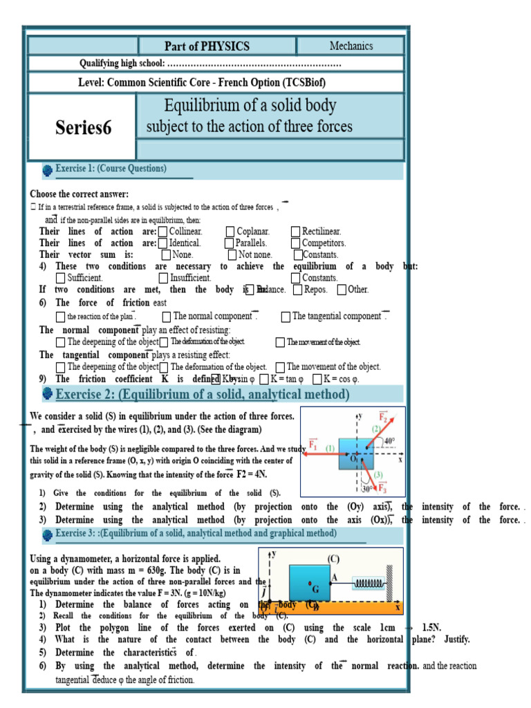 Series 6P - Equilibrium of A Solid Body Subjected To Three Non-Parallel ...