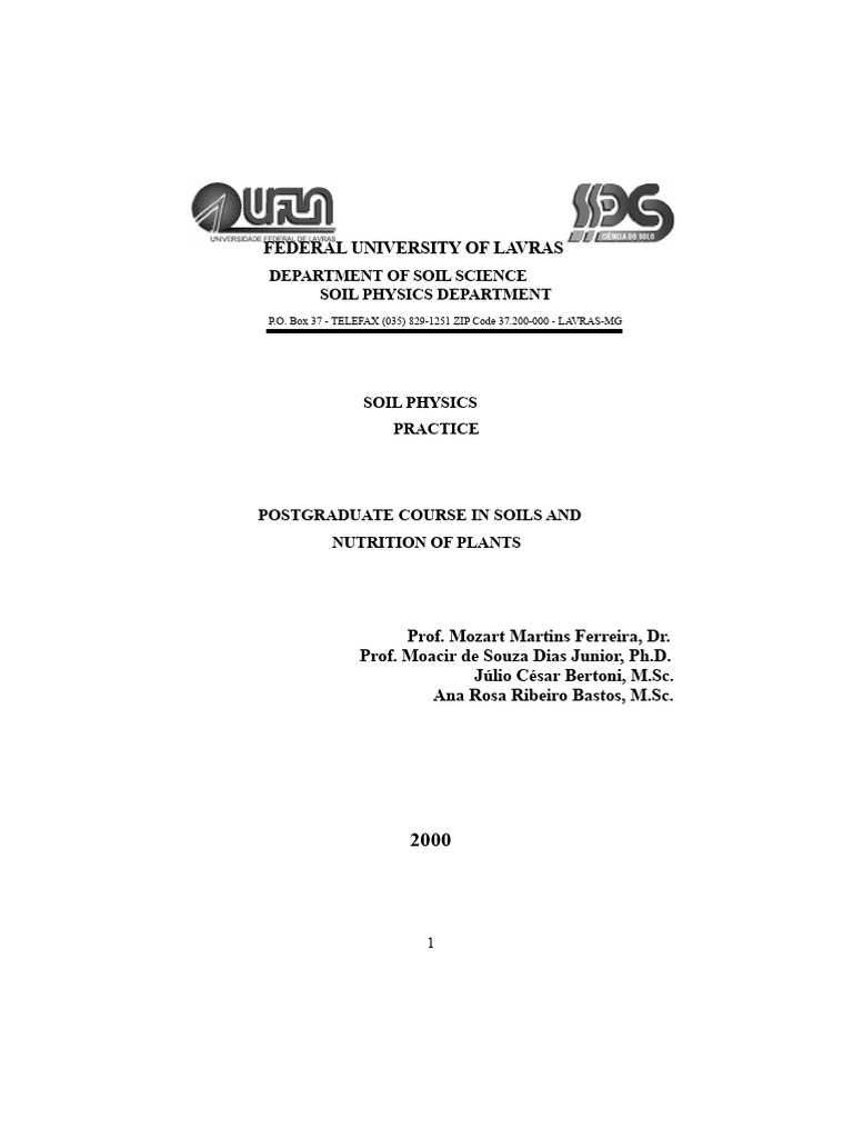 Soil Physics - Practical Classes | PDF | Porosity | Density