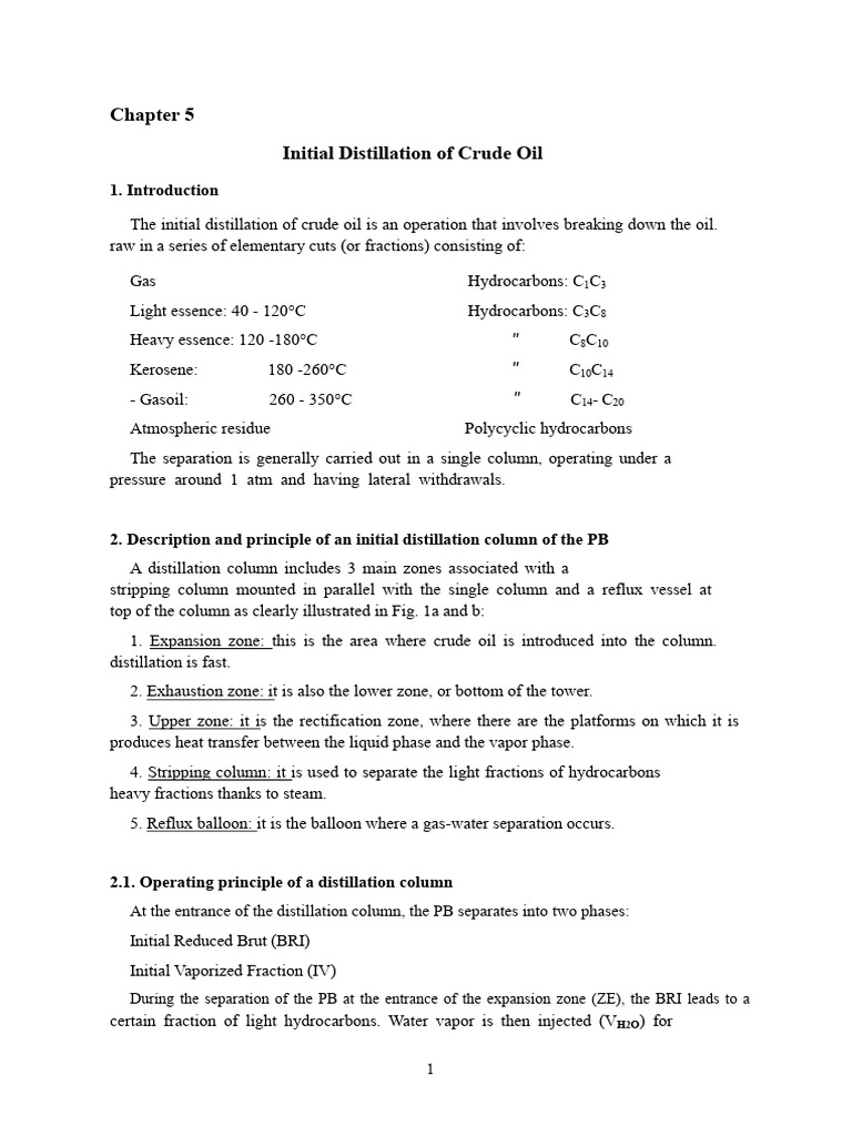 Initial Distillation of Crude Oil Process | PDF | Distillation | Diesel ...